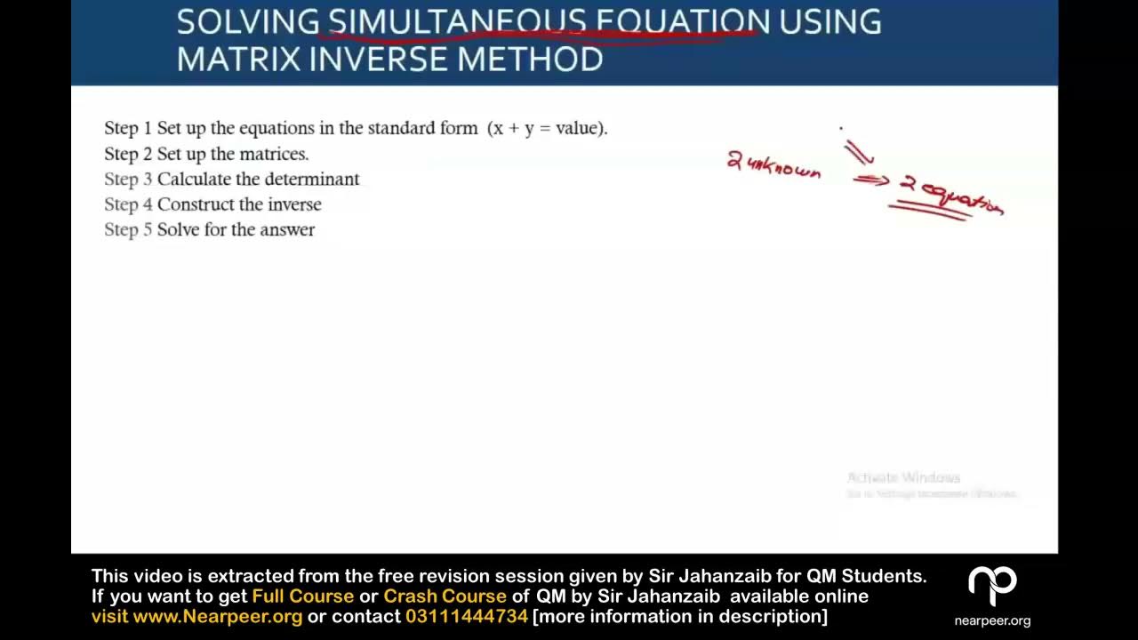 18 Matrix Solving Simultaneous Equation Using Matrix Inverse Method ...
