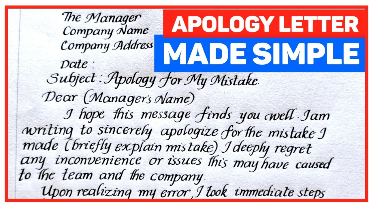 Apology Letter for mistake || Apology Letter to company || How to write ...