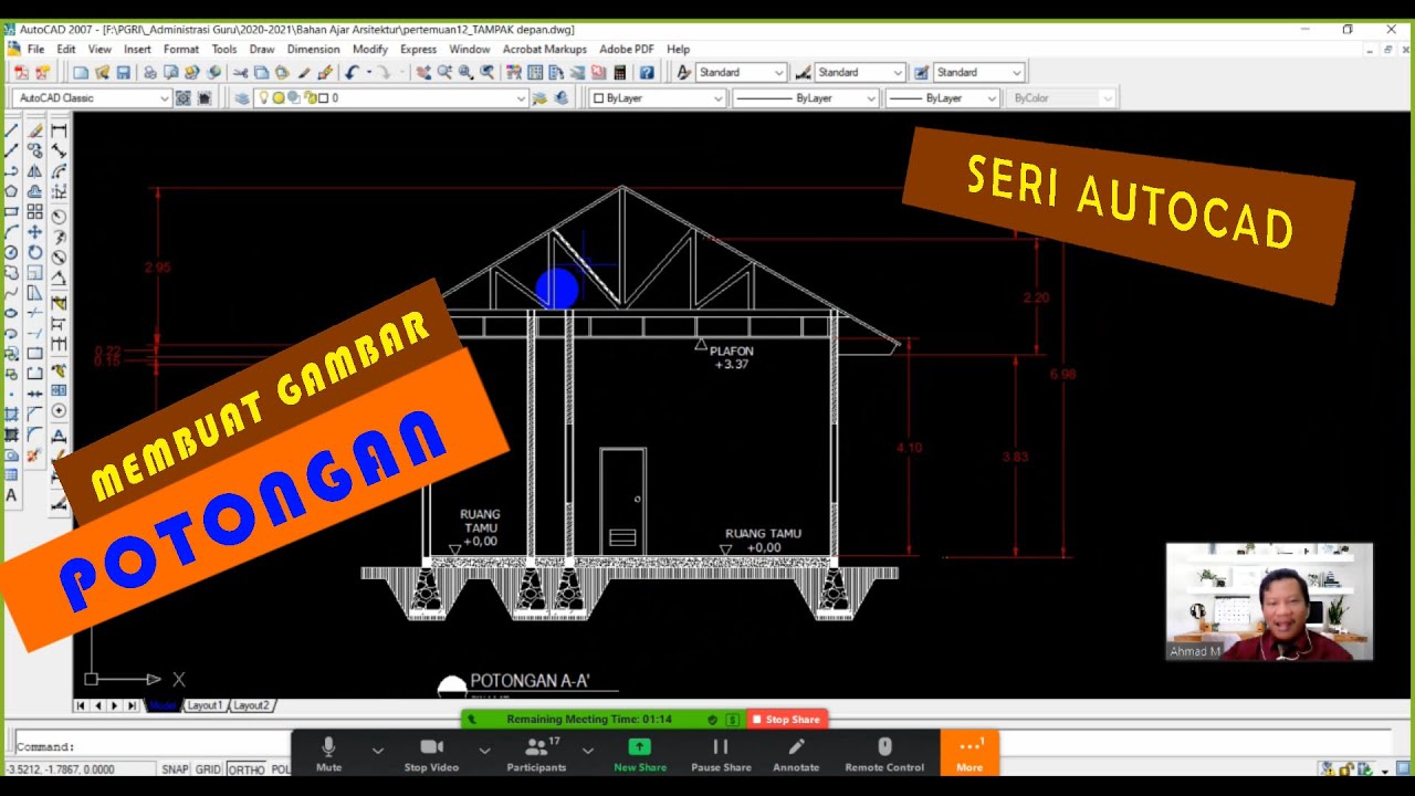 Belajar AutoCAD; Membuat gambar Potongan di Autocad - YouTube