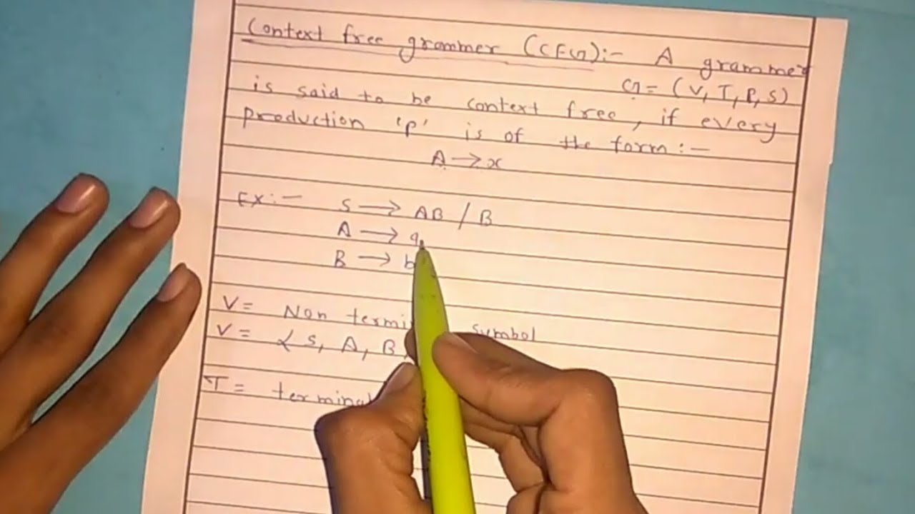 context free grammer in hindi ||with simple example - YouTube
