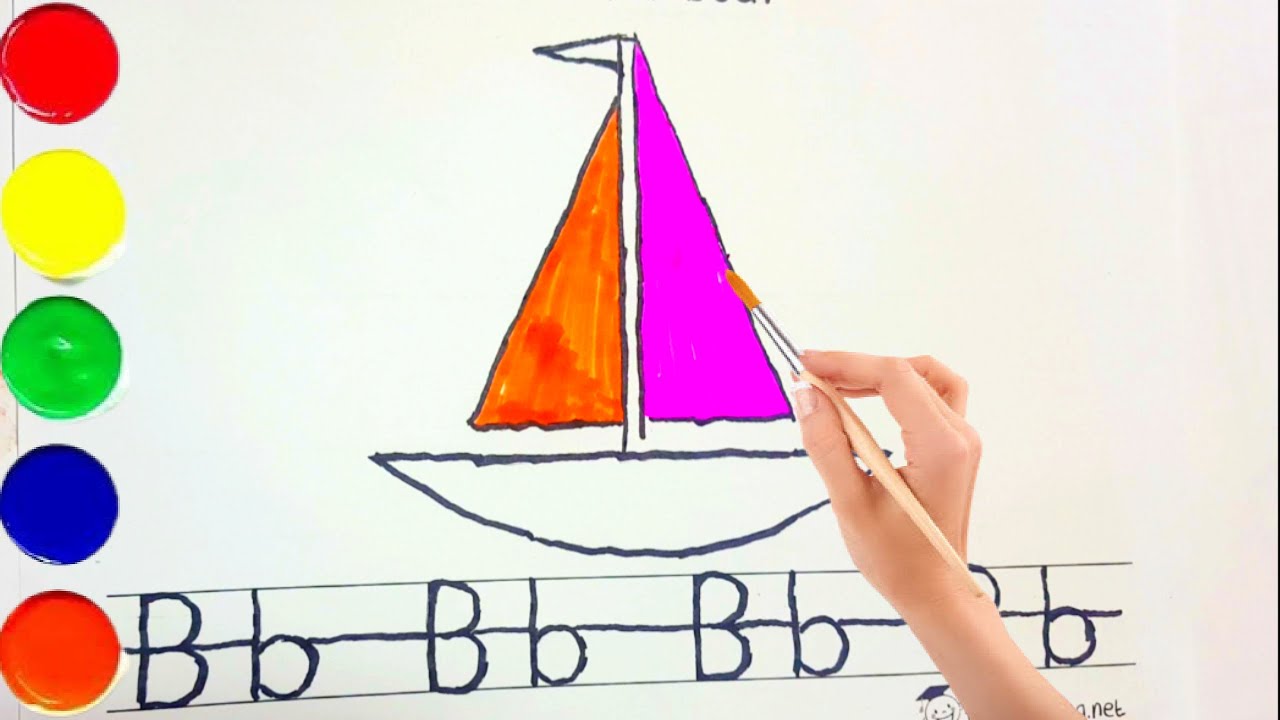 B For Boat | Learn BOAT , Painting and Colouring for Kids & Toddlers ...