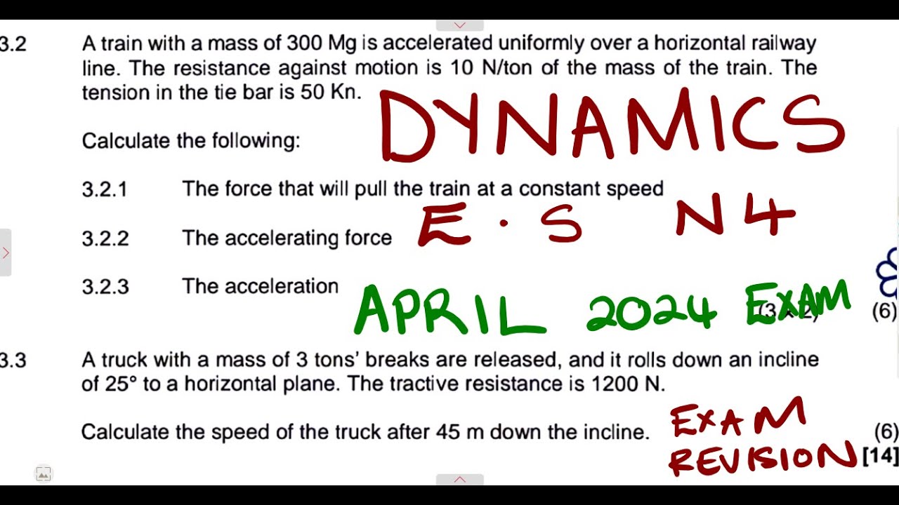 Engineering Science N4 Dynamics April 2024 @mathszoneafricanmotives ...