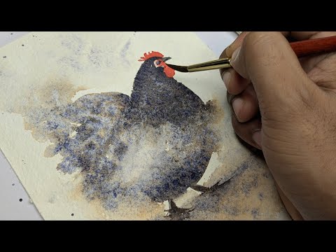Add Salt to Your Paint! The Secret to Instant Feather Textures on a Loose Watercolor Chicken 🐓✨