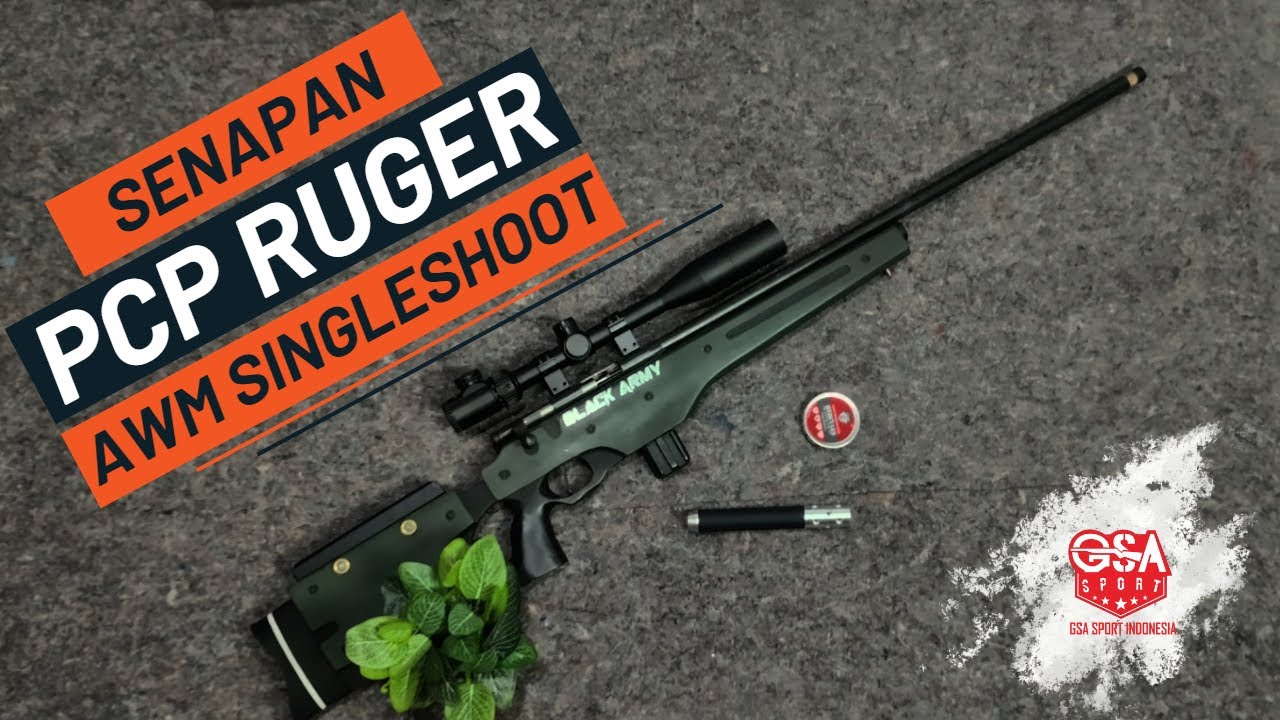 SENAPAN ANGIN PCP RUGER BLACK ARMY AWM SINGLESHOOT #081224494746 - YouTube
