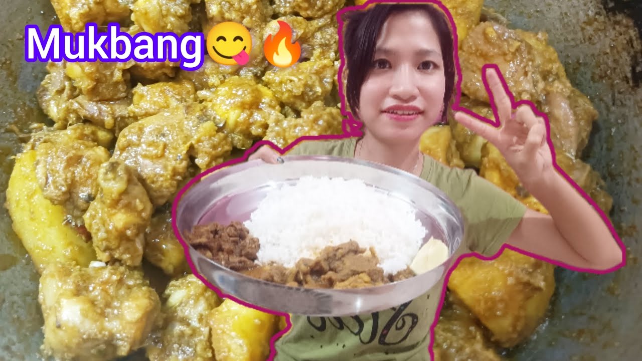 My first Mukbang vedio😋||Chicken curry & Chicken fry|| V vlog ️#tripura ...