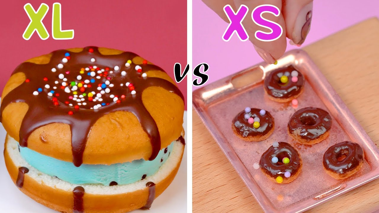 Large Cake vs Tiny Cake | Cake Challenge #6 | Chocolate Donuts ...