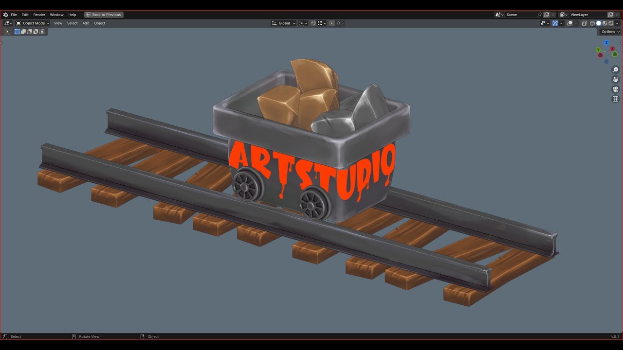 Hand painted Mine cart animation in Blender 4.0 - YouTube