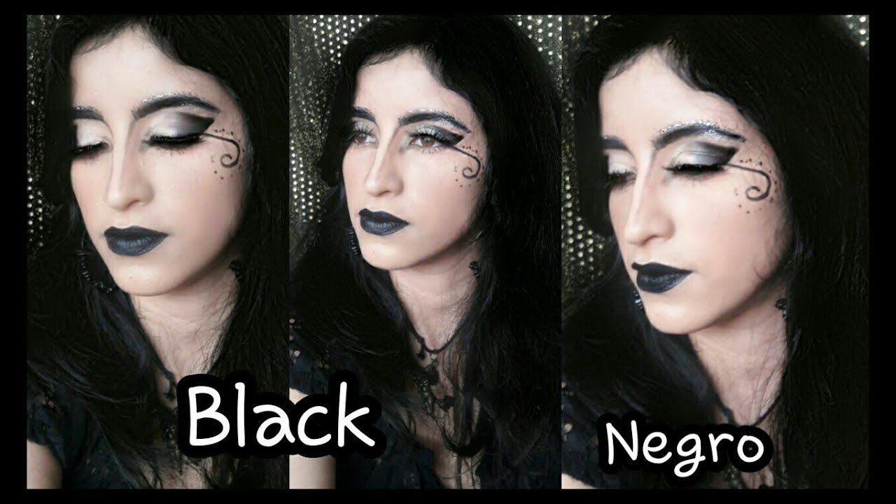one color makeup look challenge -Black- maquillaje con un solo color ...