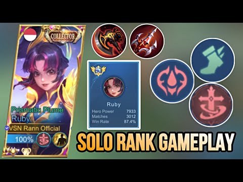 MVP GAMEPLAY GLOBAL RUBY 87% WR EMBLEM BUILD | TOP GLOBAL RUBY | MOBILE ...