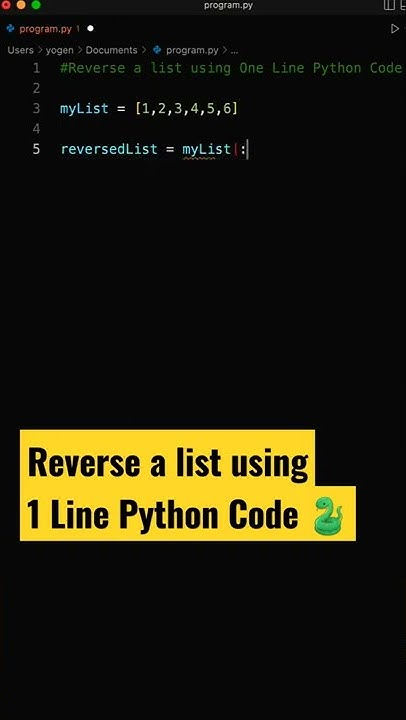 Reverse A List Using One Line Python Code Shorts Coding Programming Youtube 3679