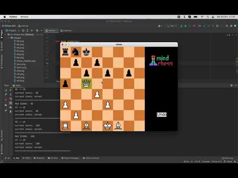 Chess AI bot (minimax algorithm + alpha-beta pruning) depth of 3 - YouTube