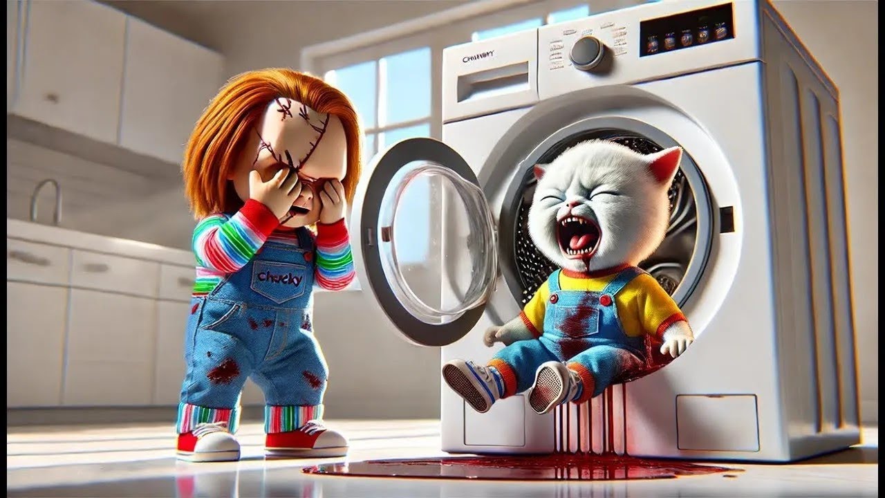 Kitten Chucky Fall into Washing Machine 😿#cats #cutecat #catlover - YouTube