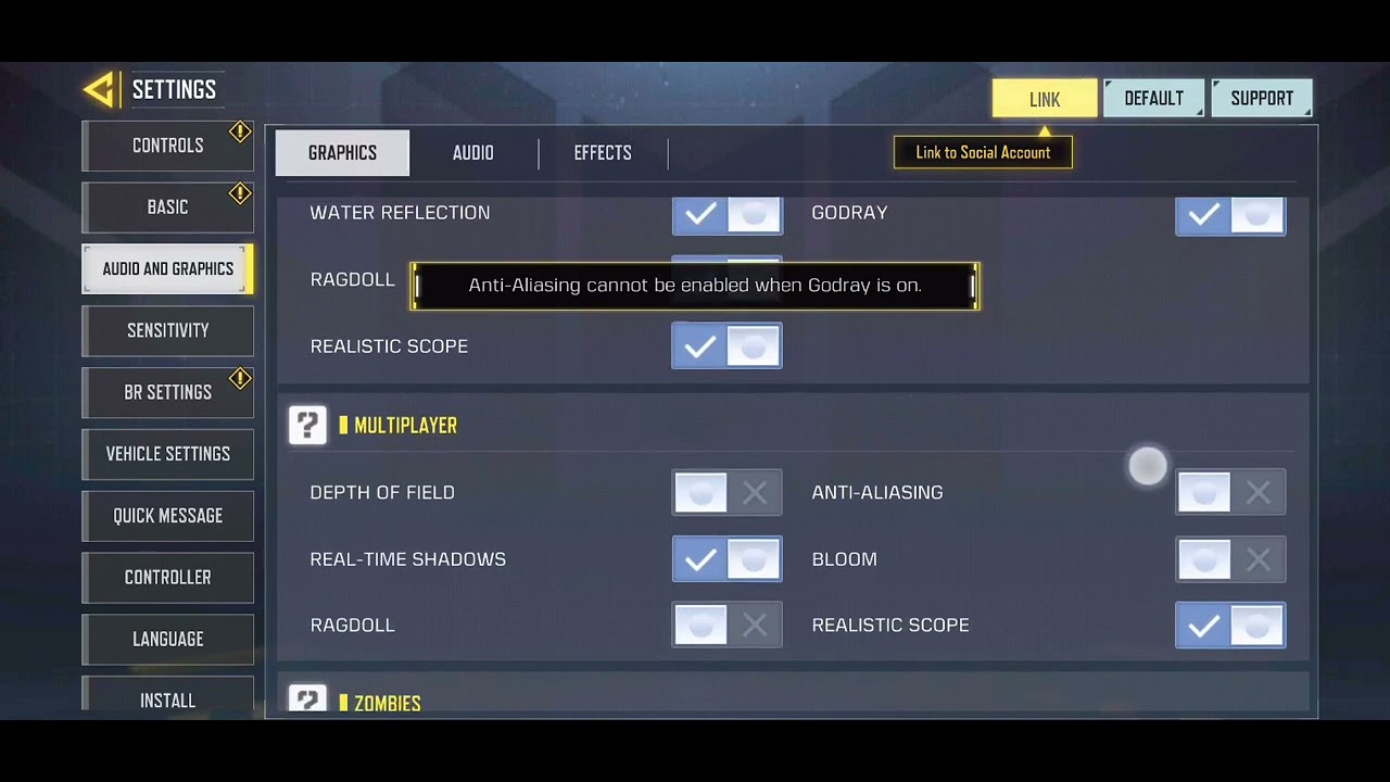 Call of Duty Mobile Graphics Settings on the s10e - YouTube