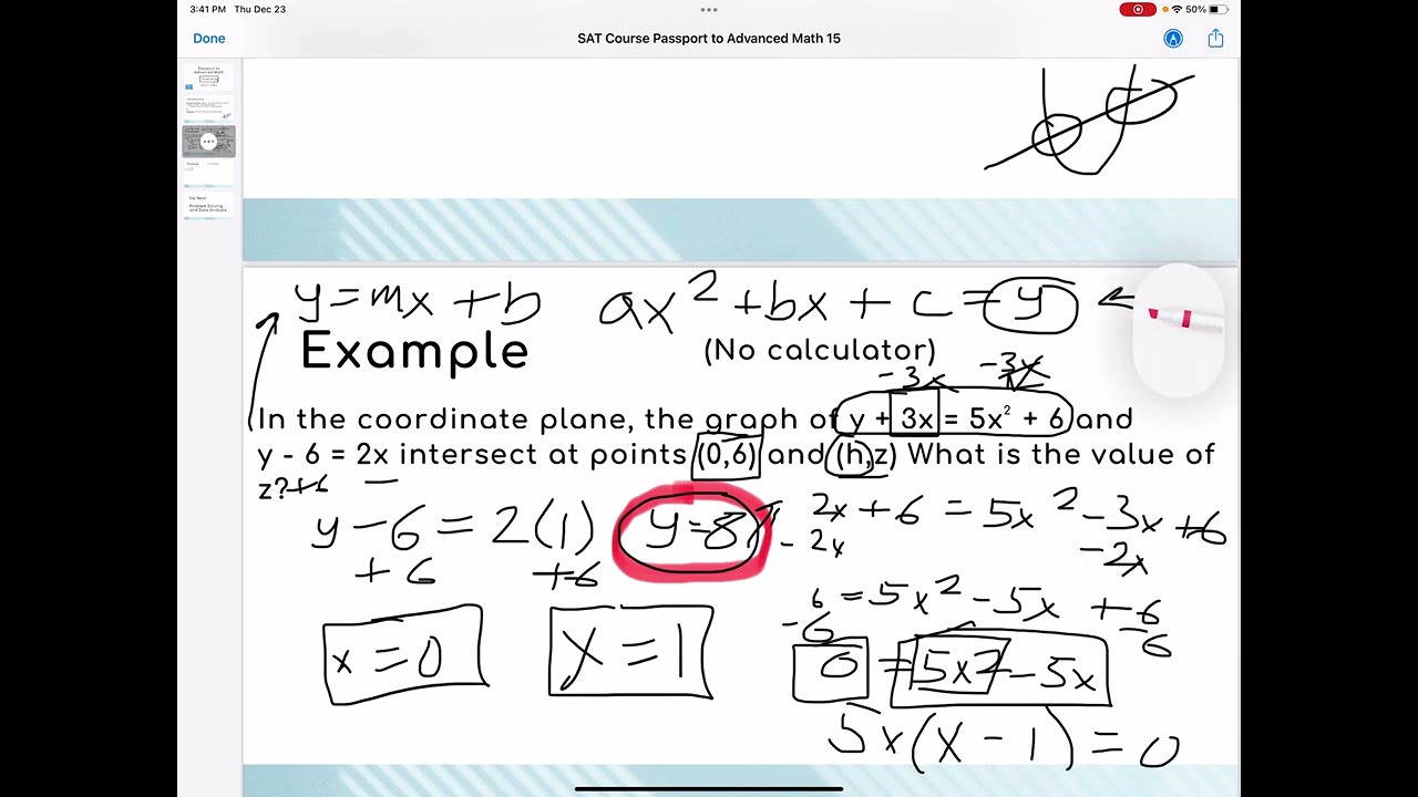SAT Math #16- Quadratic Systems - YouTube