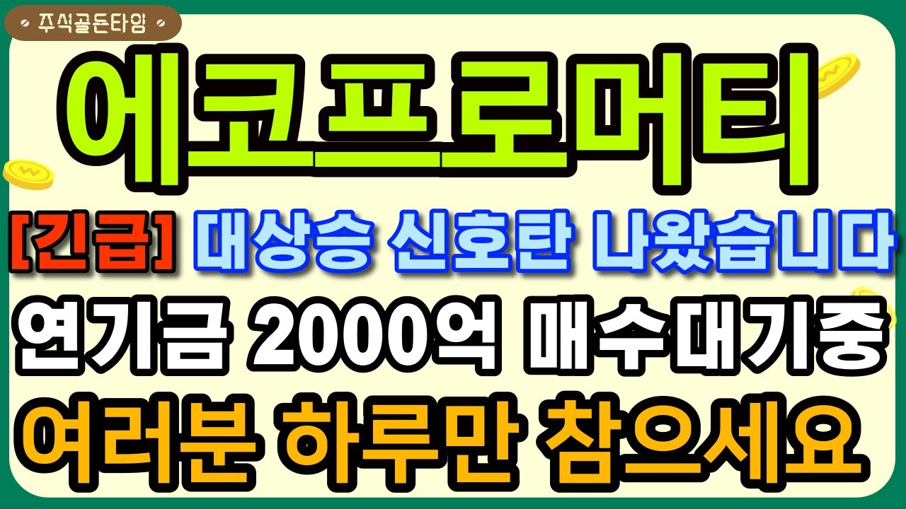 에코프로머티 긴급 대상승 신호탄 나왔습니다 연기금 2000억 매수대기중 하루만참으세요 에코프로머티리얼즈 에코프로머