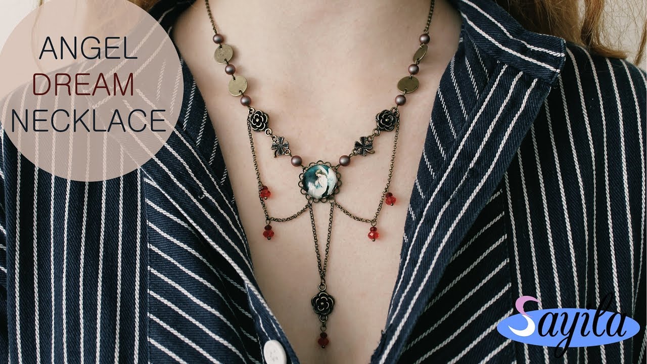 Making jewelry - Angel Dream Necklace (DIY tutorial by Sayila) - YouTube