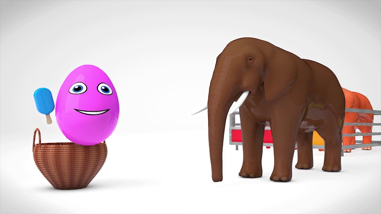 Learn Color Elephant Shed Animal W Surprise Eggs Fruit Cartoon Nursery ...