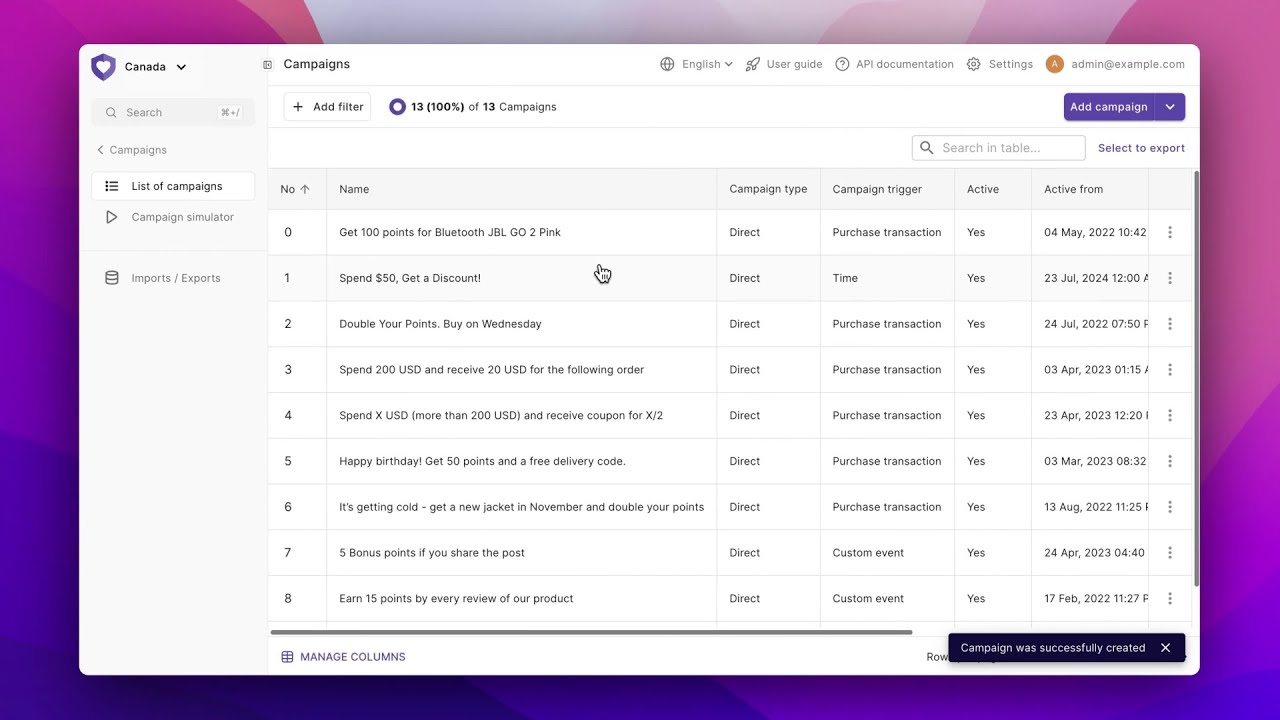 Trigger loyalty campaigns on the member anniversary and selected days ...