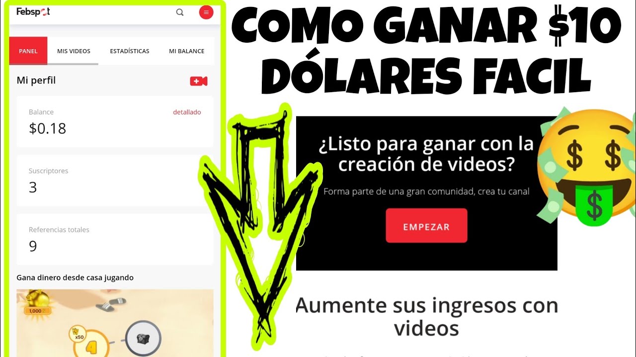 APP FEBSPOT 🤑 GANA 10 DÓLARES SUBIENDO VÍDEOS 2023 💸🤑 GANA 100 DÓLARES ...