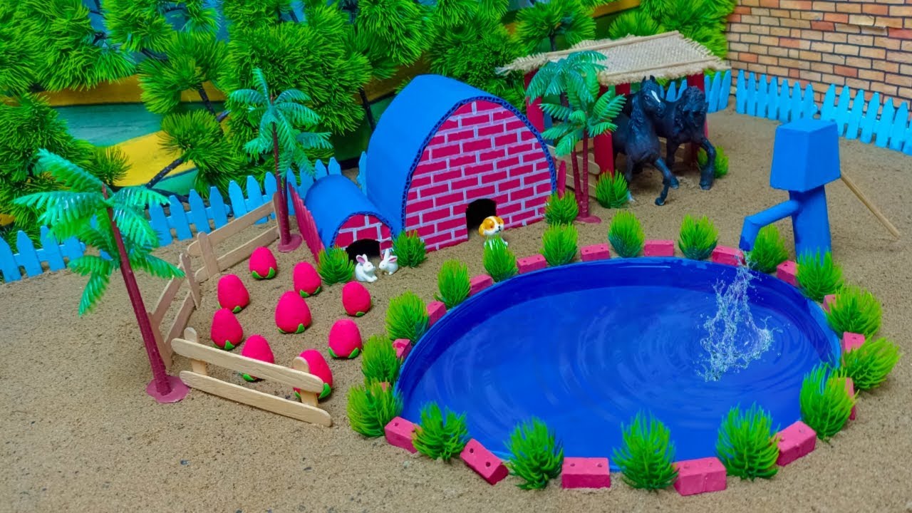DIY Mini Farm, Dog Fights with Buffalo, Building Houses for Animals ...