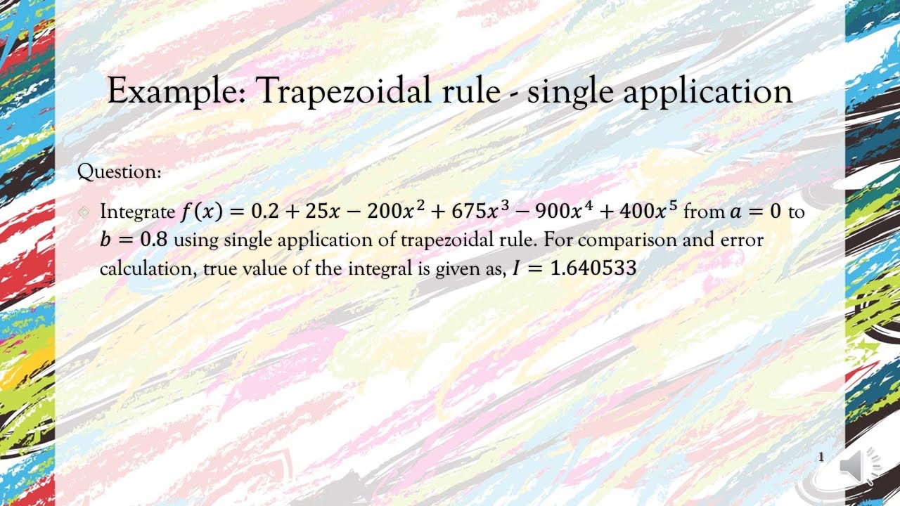 Lecture 5.1.1.1: Single application of Trapezoidal rule for numerical ...