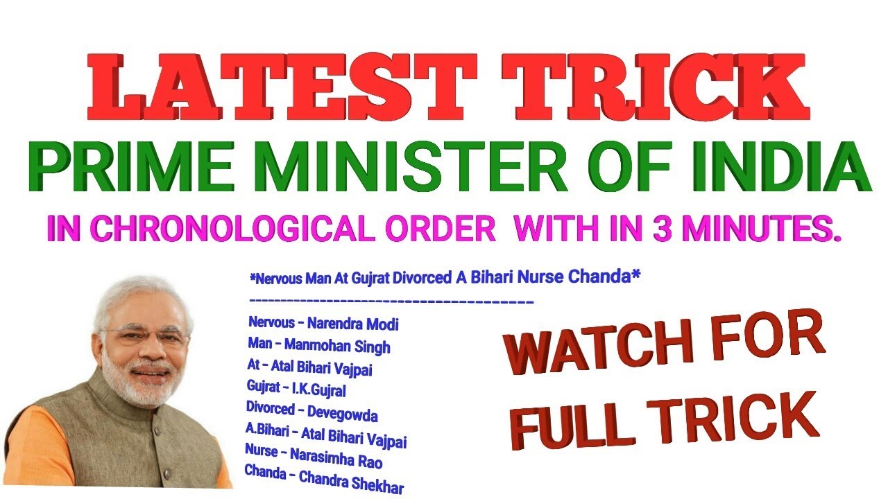 Magical Trick To Remember Prime Ministers Of India With In 03 Minutes magical-trick-to-remember-prime-ministers-of-india-with-in-03-minutes