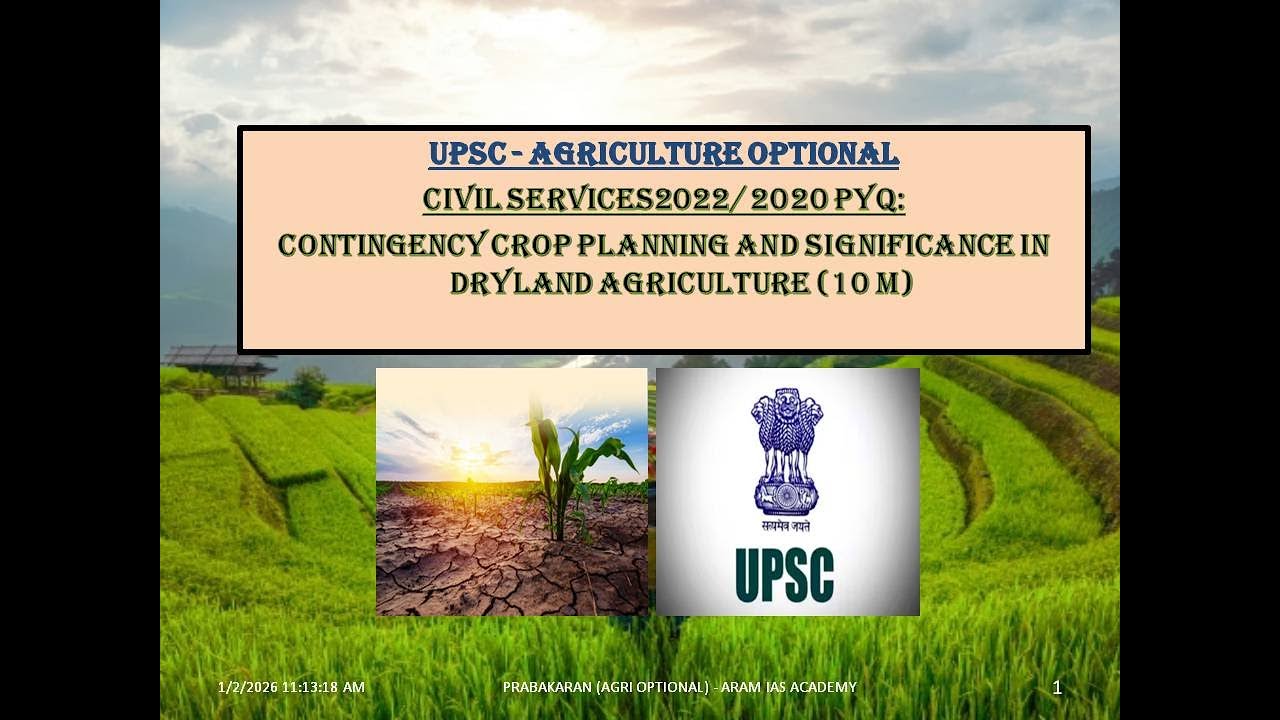 UPSC 2022/2020/ 2018: Contingency crop planning and significance in ...