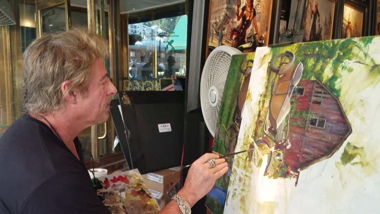 David Uhl Famous Motorcycle Artist & Antique Harley Art - YouTube