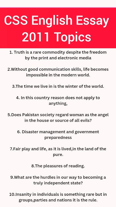 Css English Essay Paper 2011 English Essay 2011 Topics Essay Css Pms Cssessay Education