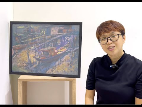 My Father's Paintings No 63 (painting of fishing village by Low Hai ...
