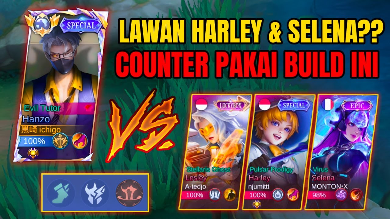 Hanzo Solo Rank Ketemu Hyper Harley Dan Roamer Selena!! Counter Pakai ...