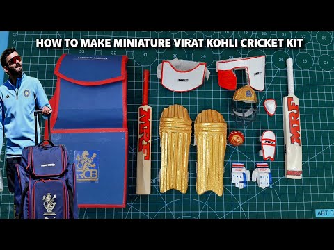 HOW TO MAKE MINIATURE VIRAT KOHLI CRICKET KIT🤩 | BY KMTUBE OFFICIAL |#viratkohli#cricket