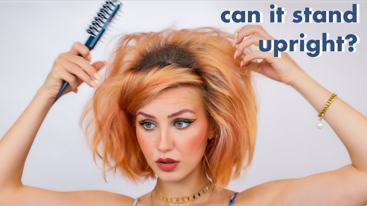 Back-combing all my hair until it stands upright - YouTube