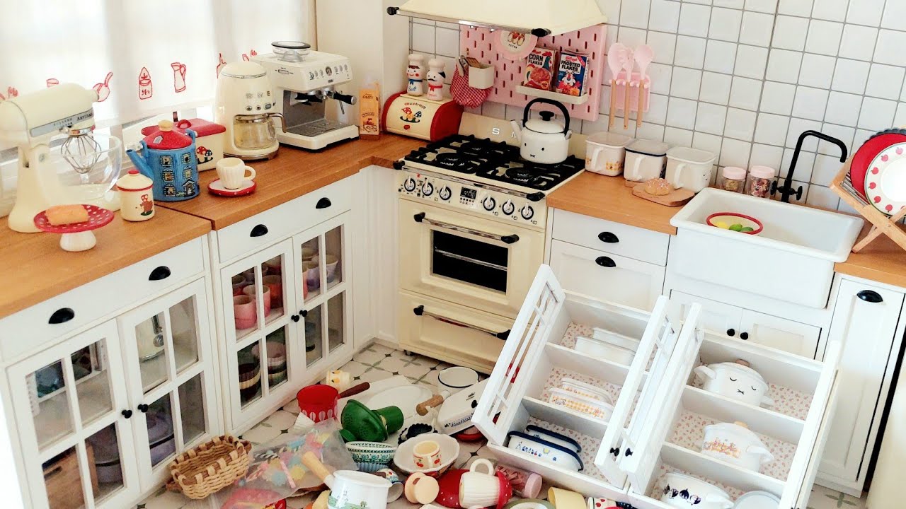 Mini kitchen set 💜 Kitchen set toys 💙 Miniature kitchen cooking toys ...
