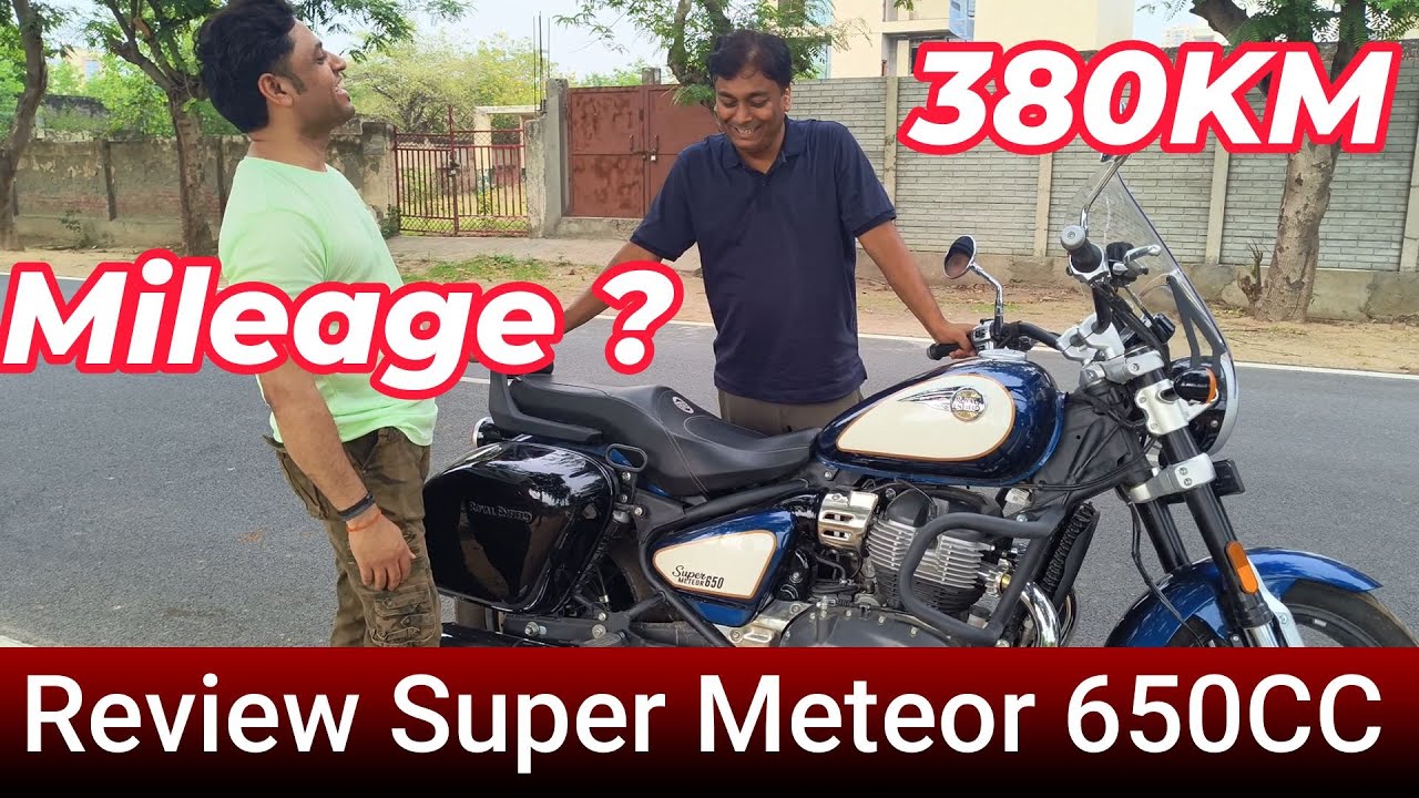 Review of Royal Enfield Super Meteor 650CC celestial blue top model ...