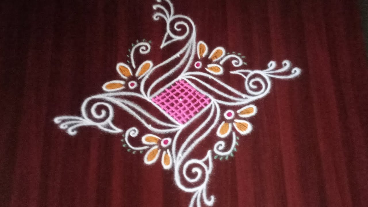 creative simple and kutty rangoli /kolam with dots - YouTube