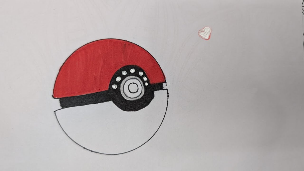 How to draw Pokeball Step by Step | Easy Pokeball Drawing #kidsart # ...