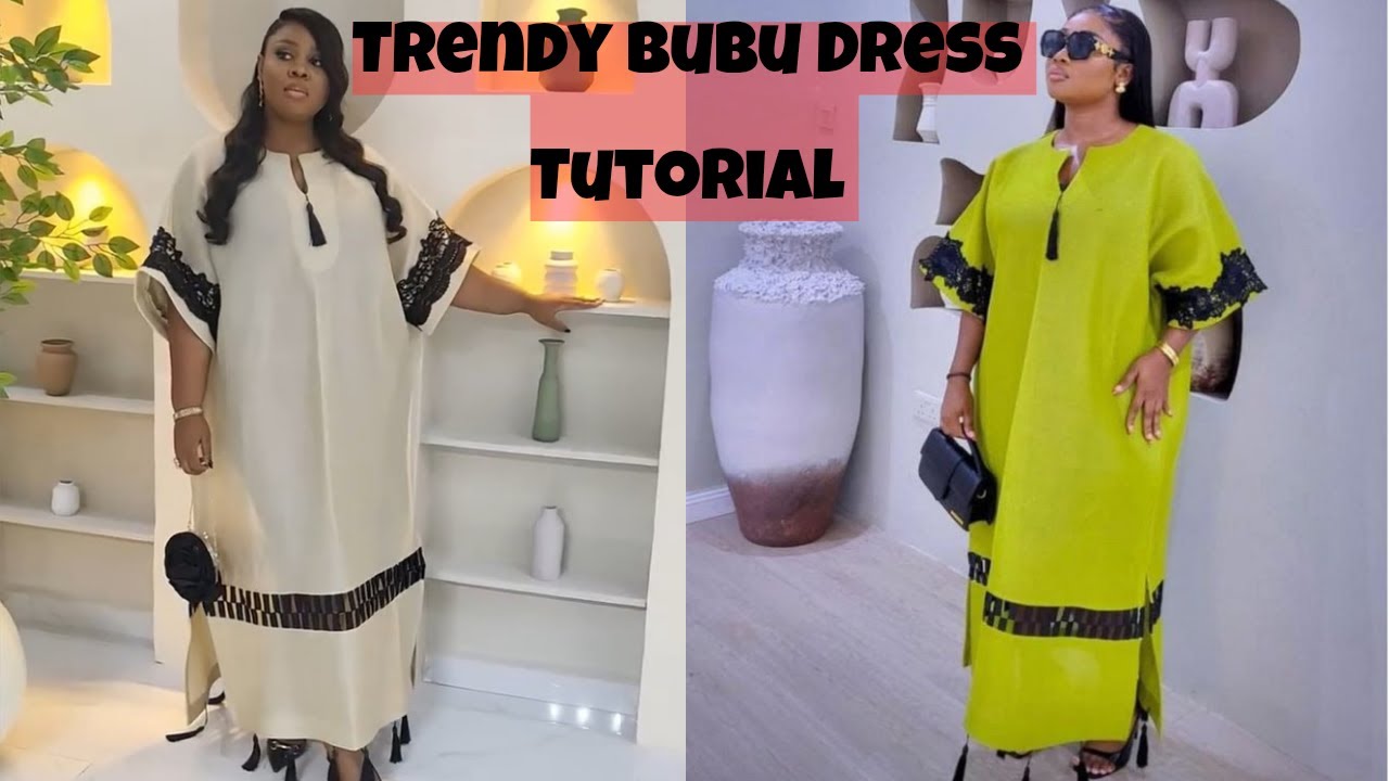 How to Cut And Sew a Trendy Bubu Dress With a Basket Design - YouTube