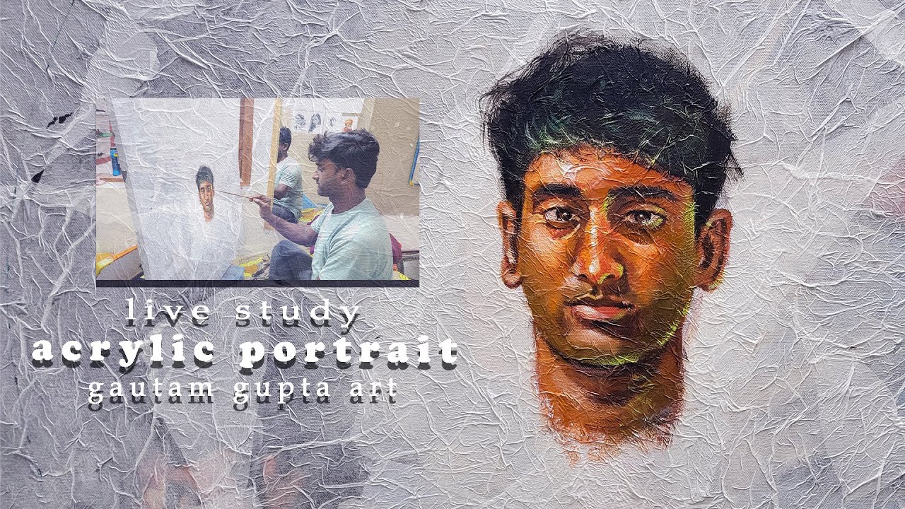Live portrait in acrylic colour painting | portrait painting - YouTube