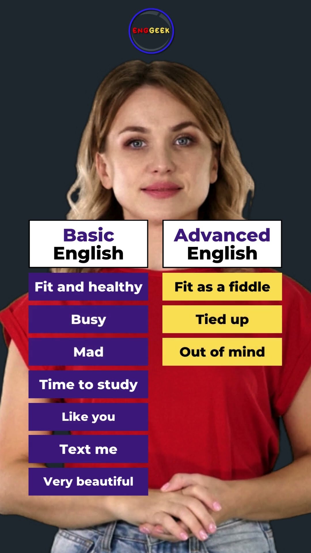 Basic English vs Advanced English lesson #learnenglish #englishlanguage ...