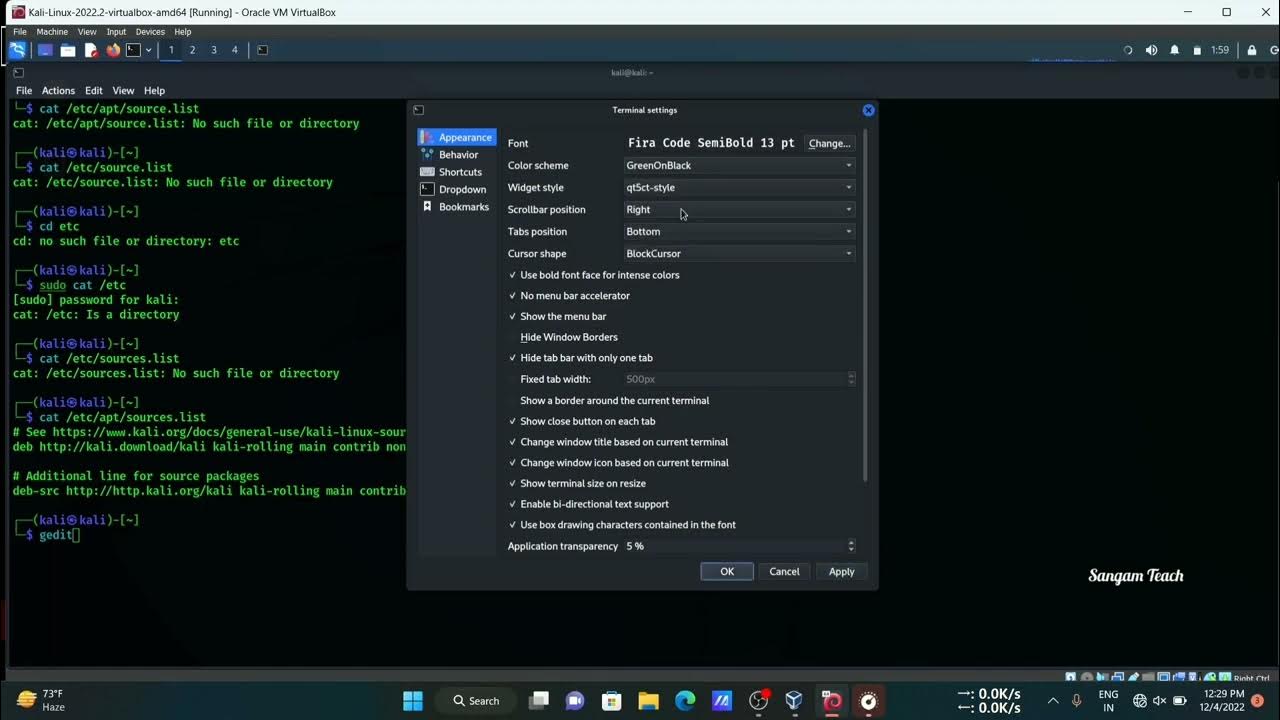 How To Change Kali Linux Text / Terminal & Font Style - YouTube