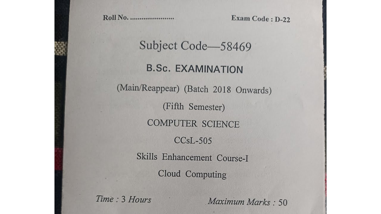 #BSC 5TH SEMESTER DEC. 2022 #CLOUD #COMPUTING QUESTION PAPER FOR #GJU # ...