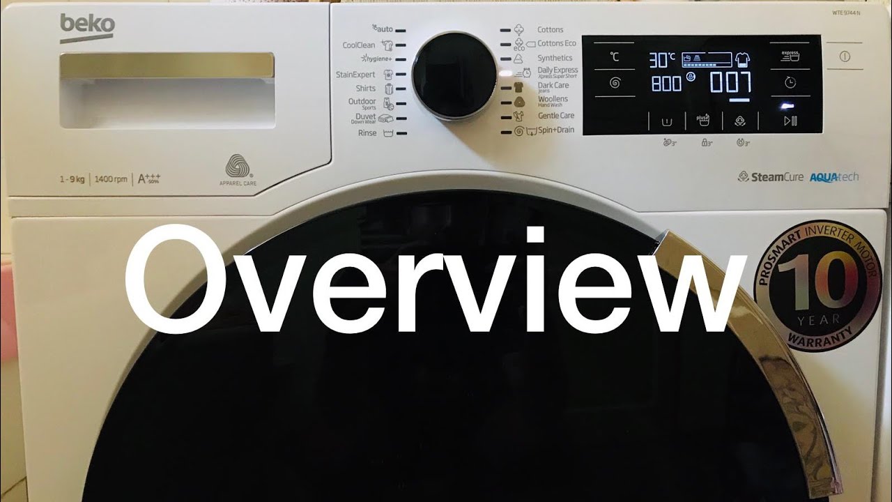 Beko AquaTech WTE9744N: Overview (Programs & options) - YouTube