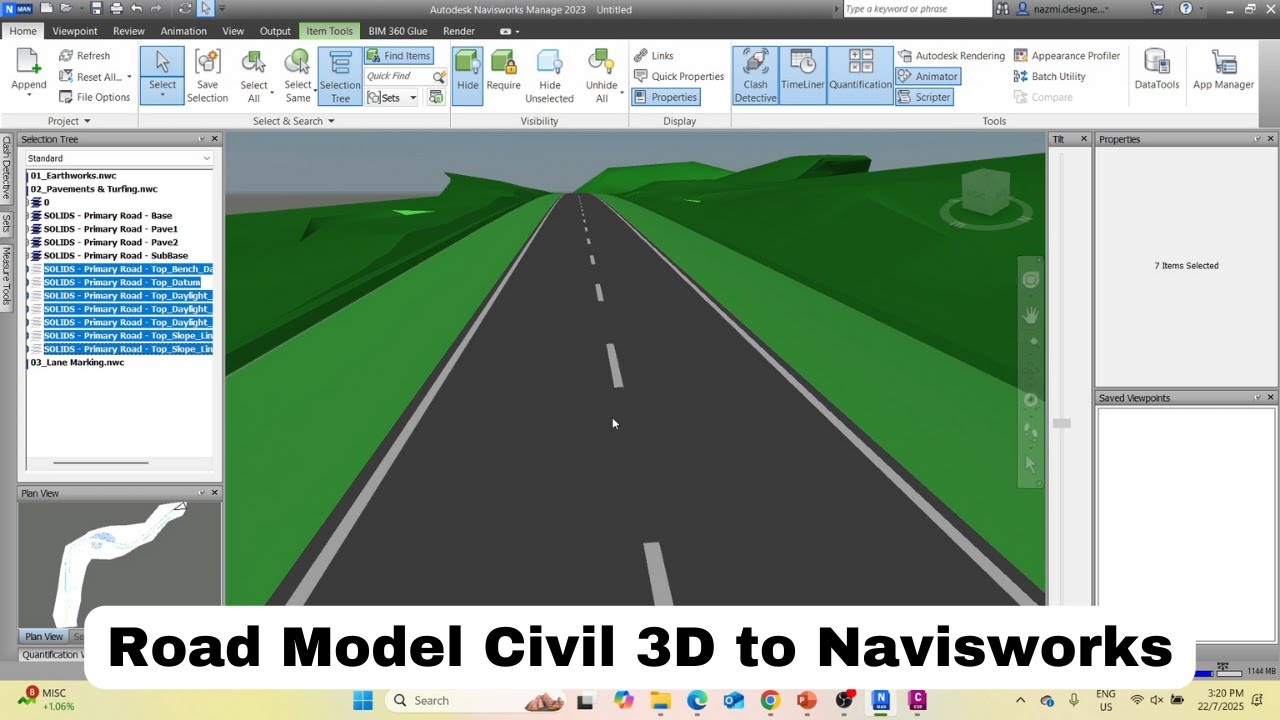 Export Road Model Civil 3D to Navisworks - YouTube