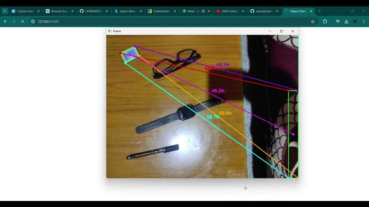 Object Dimension Detection and Distance Calculation using Flask | Yolov8 | Azure Custom Vision ...