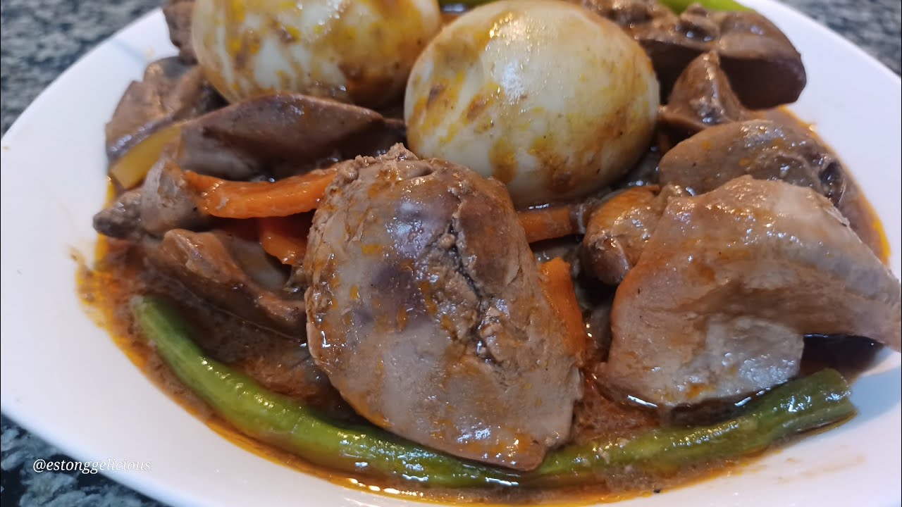 SINARSAHANG ATAY AT BALUNBALUNAN | Chicken Liver and Gizzard with Egg ...