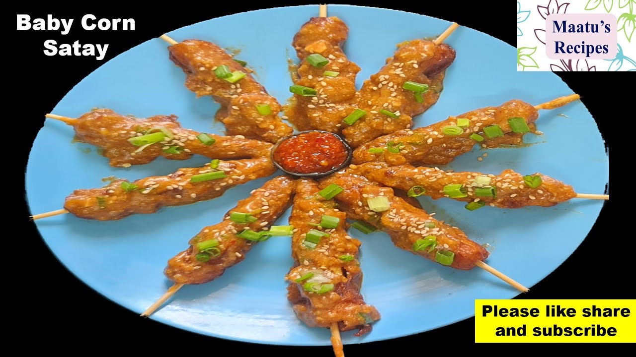 Baby Corn Satay Recipe | Babycorn Satay with Peanut Sauce | Babycorn ...