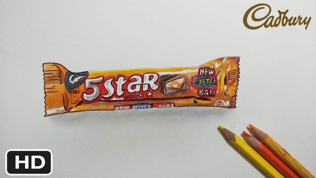 cadbury 5 star choclate drawing | how to draw 3D drawing | Art By ...