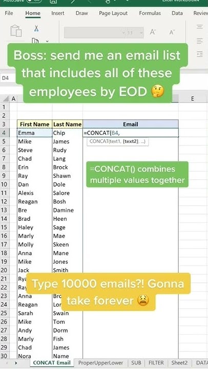 Create Email List in 1 Click | #excel #excelformulas #exceltips - YouTube