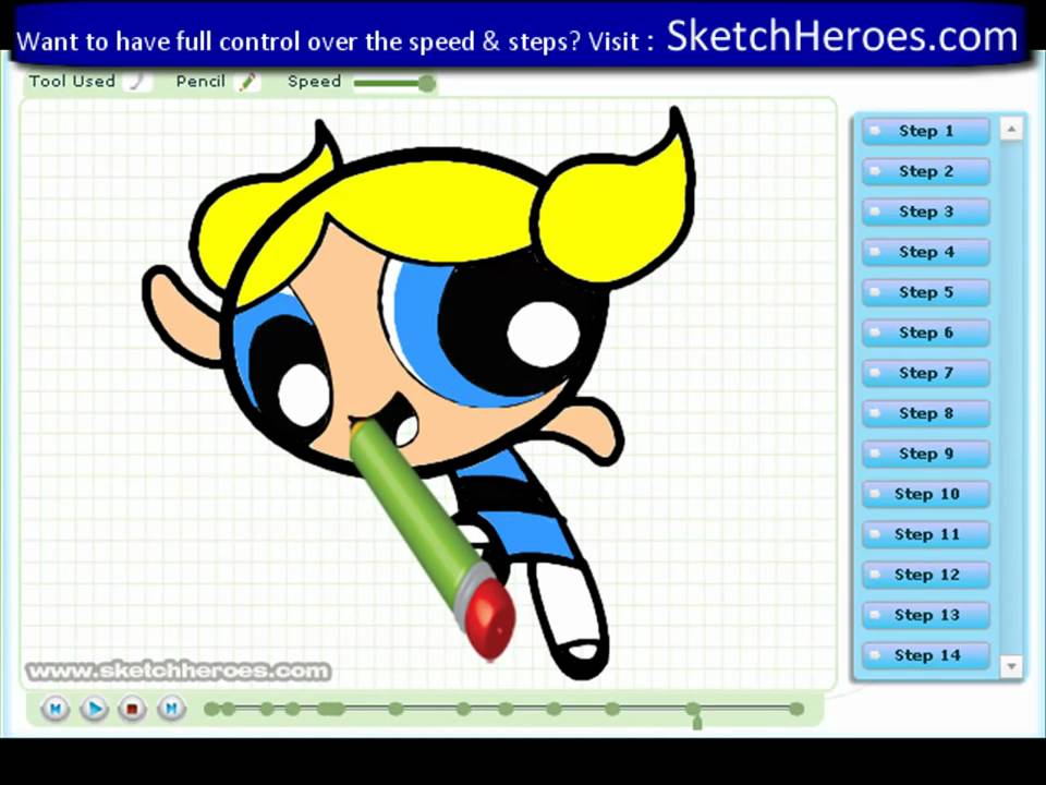 How to draw Bubbles (The Powerpuff Girls) - drawing tutorial video ...